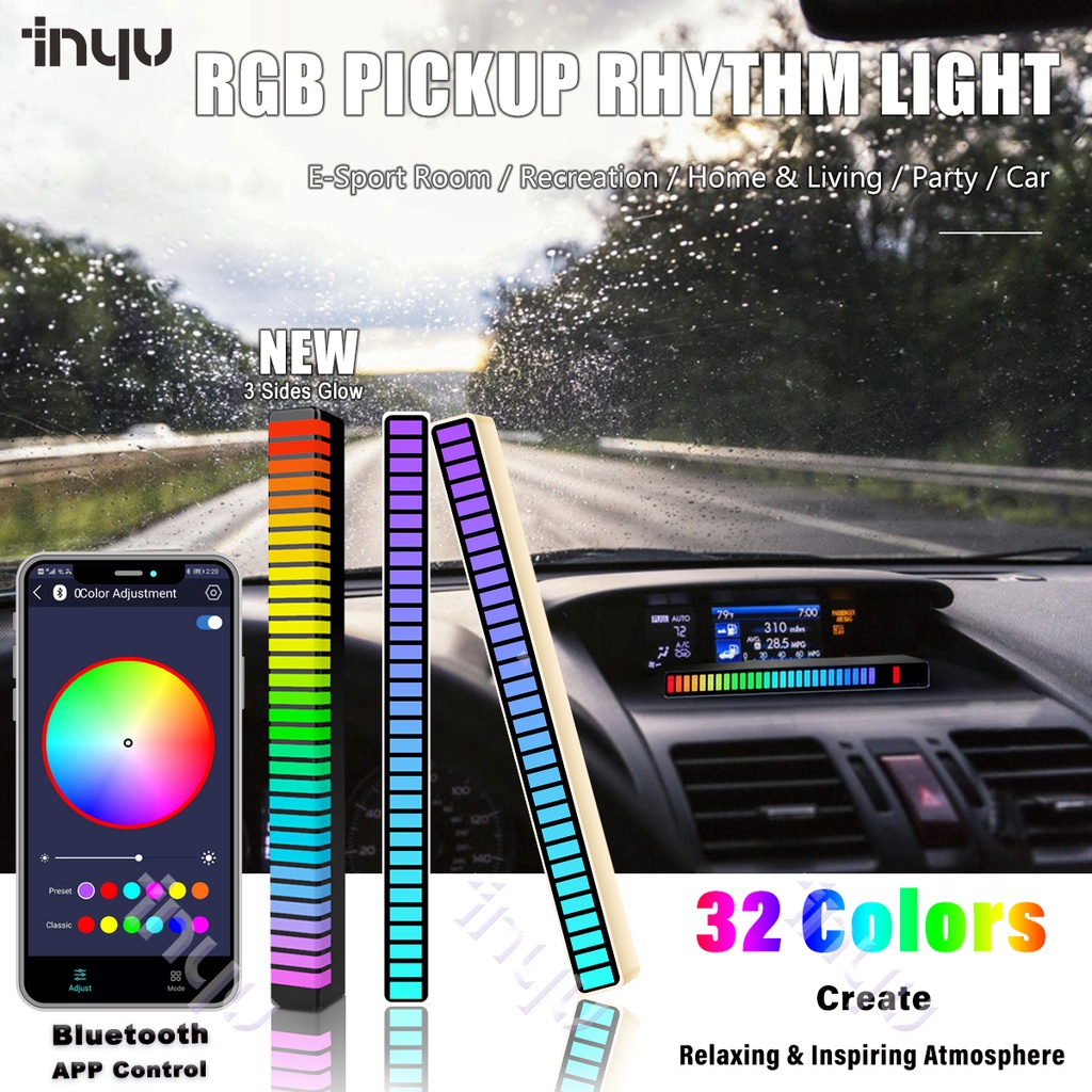 Car RGB Voice-Activated Pickup Rhythm Light, Creative Colorful Sound ...