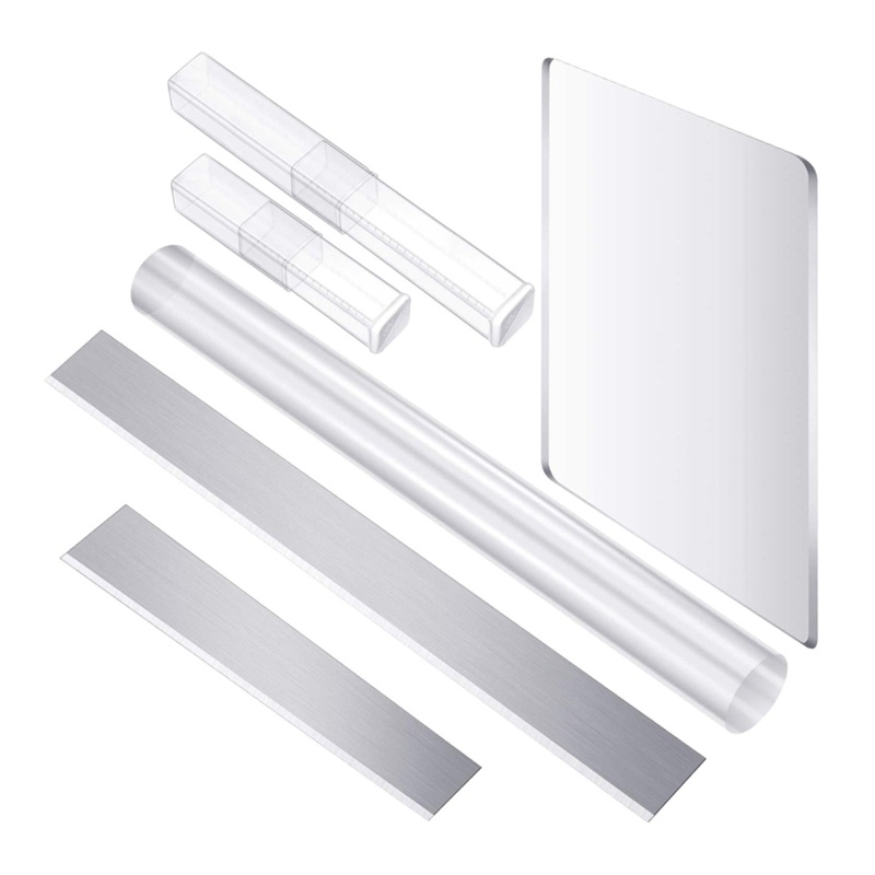 6 Pcs/Set Acrylic Clay Roller Set with Rectangle Shape Backing Board ...