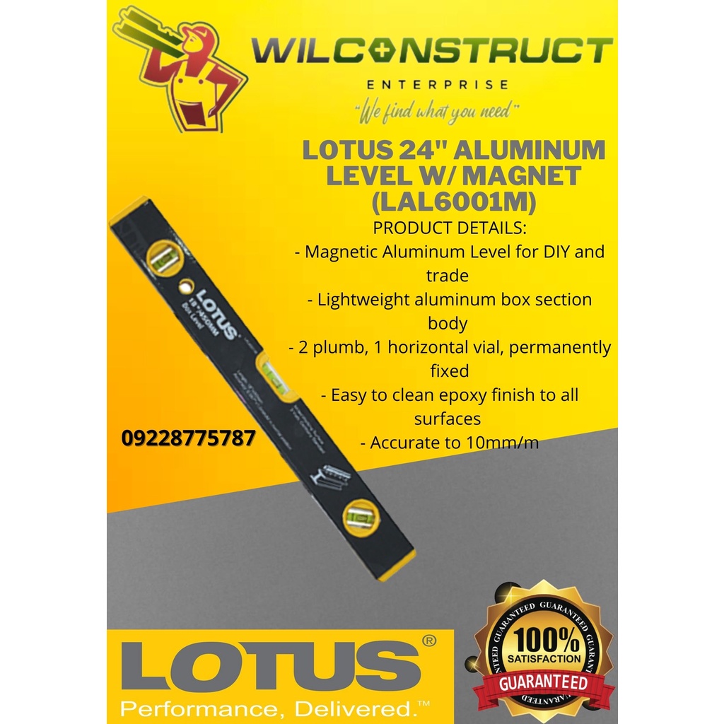 LOTUS 24" Aluminum Level w/ Magnet (LAL6001M) | Shopee Philippines