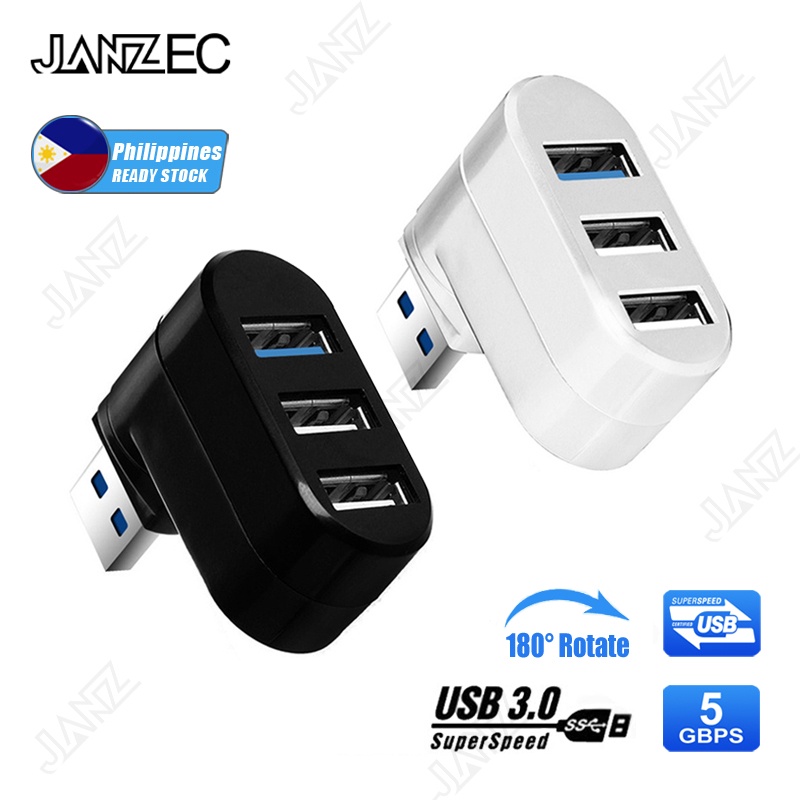 【Ready Stock】3 Port USB Hub Rotatable Mini USB Extender Splitter USB3.0 ...