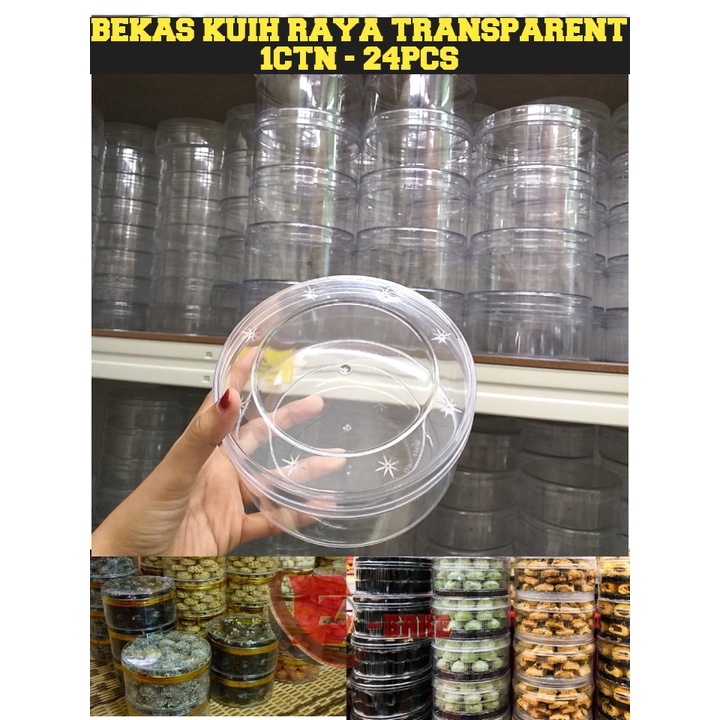 **j-014** (1CTN = 24PCS )BEKAS KUIH RAYA TRANSPARENT BULAT PLASTIC ...