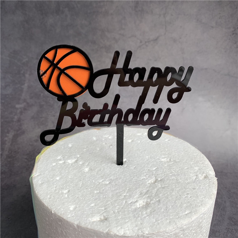 Sports Theme NBA Basketball/Football Happy Birthday Cake Topper Party ...