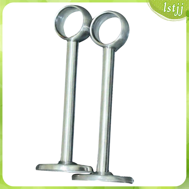 2pcs Stainless Steel Wardrobe Pipe Lever Rod Bracket Flange Shower ...