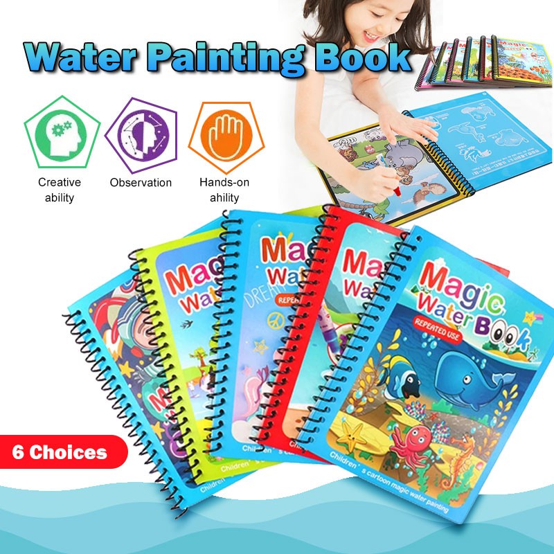 Magic Water Book Magic Water Coloring Book Reusable Kids Drawing Book ...