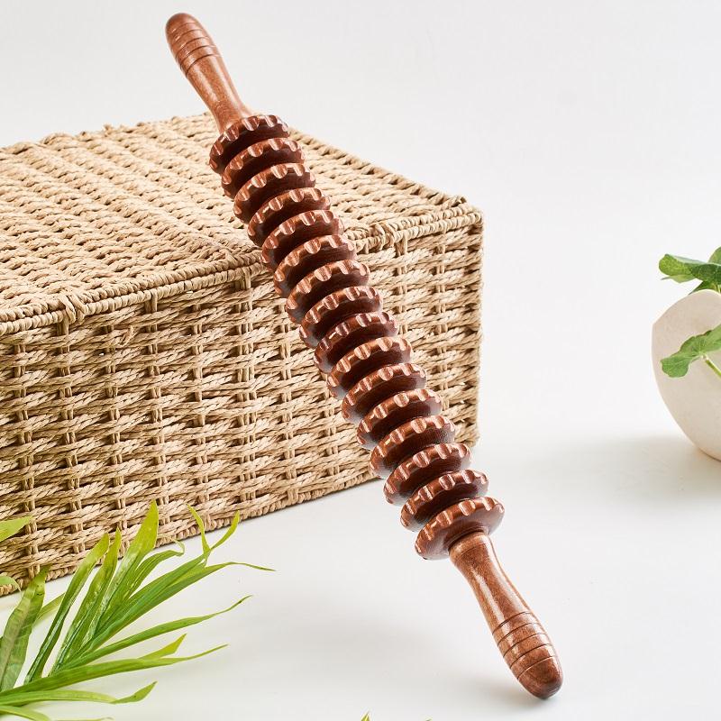 Solid Wood Muscle Relaxation Spike Stick Yoga Roller Wheel Fitness ...