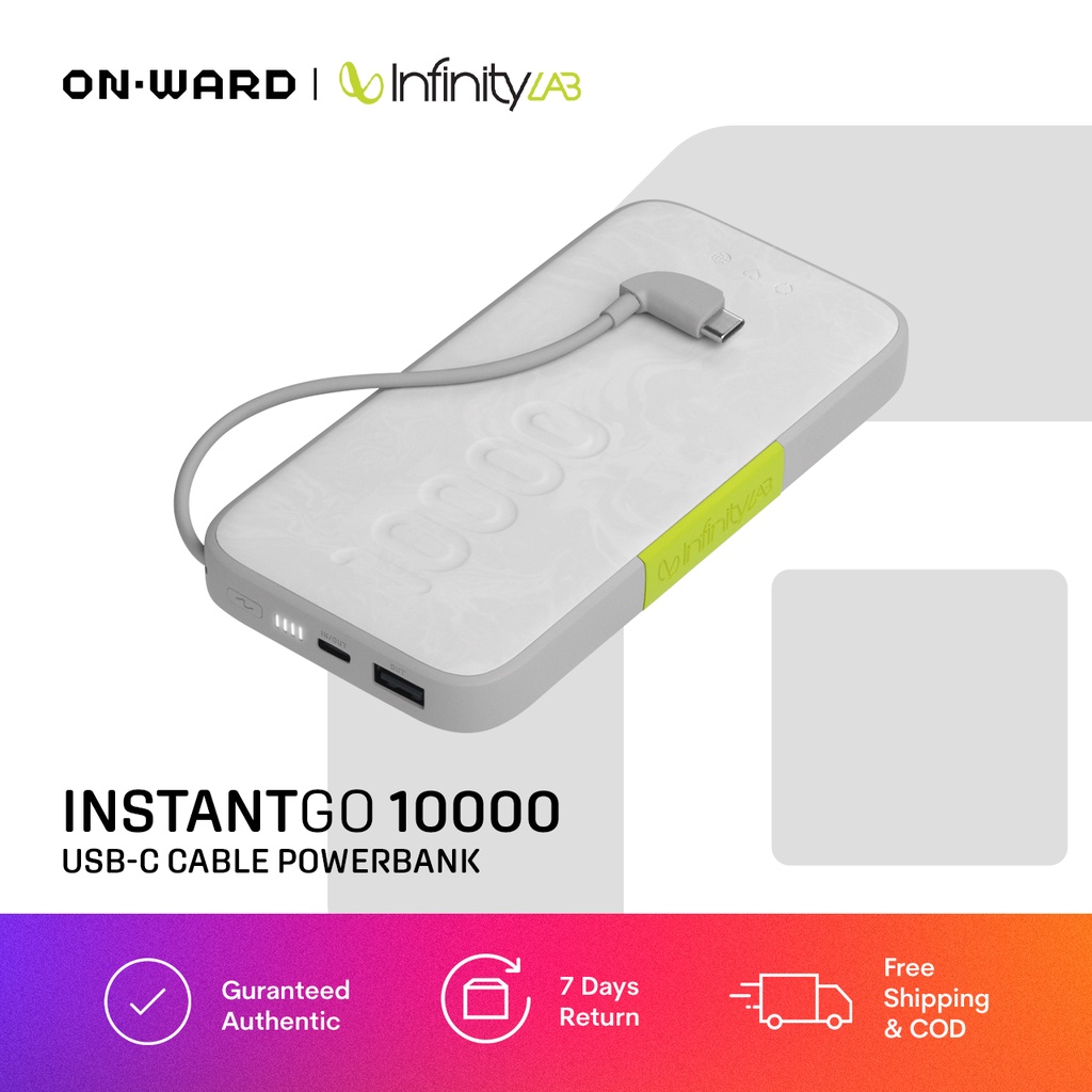 InfinityLab InstantGo 10000 Built-in USB-C Cable power bank | Shopee ...
