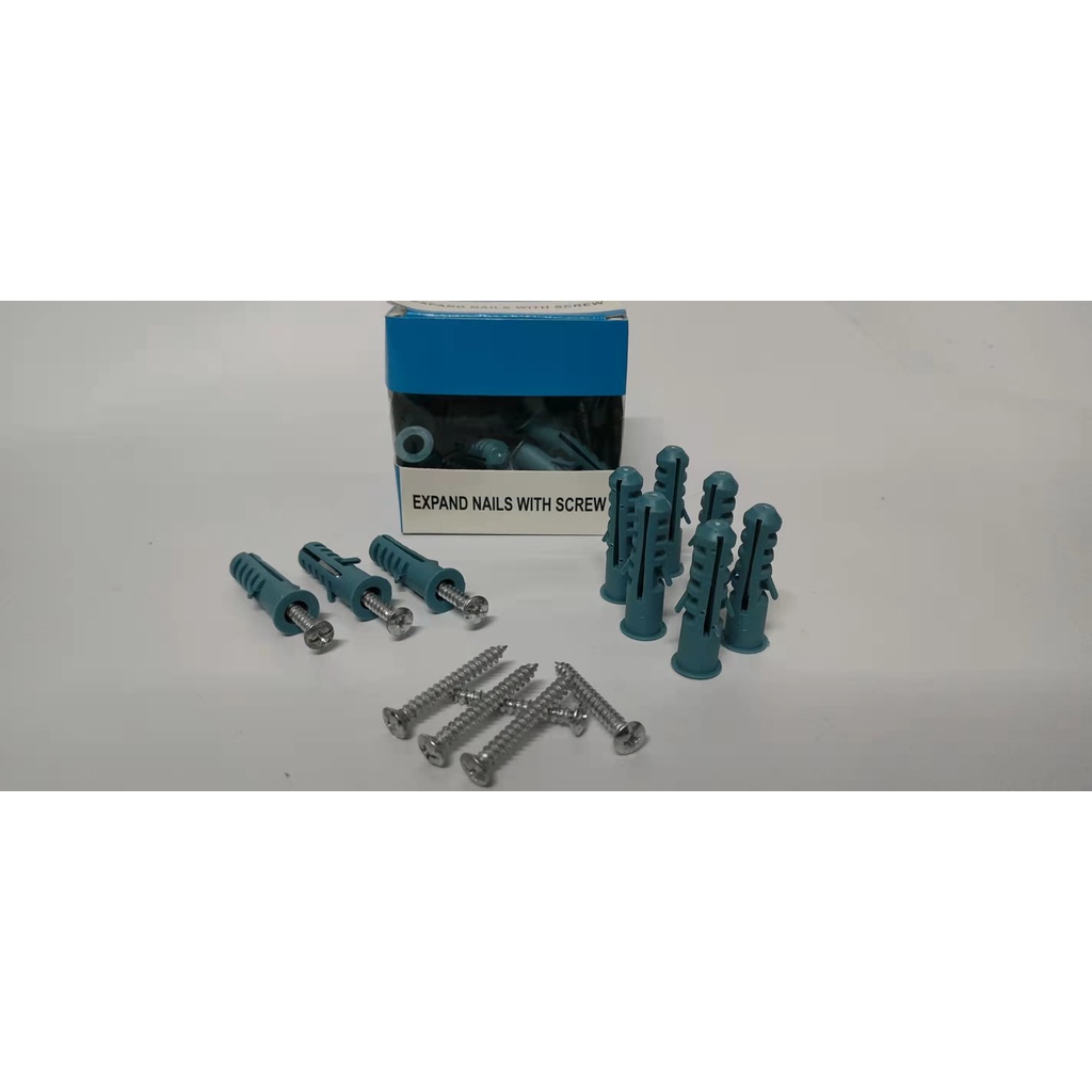 25 SET/BOX Blue tox with Screw Expansion Screw With Screw Tox Brass ...