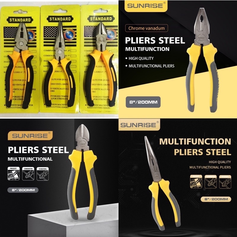 6" 8"STANDARD PLIERS CUTTER LONGNOSECombinations8"Pliers | Shopee ...