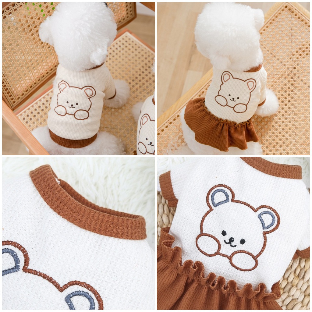 Couple Pet Clothes Cute Bear Dog Dress for Shih Tzu Puppy Tshirt Cat ...
