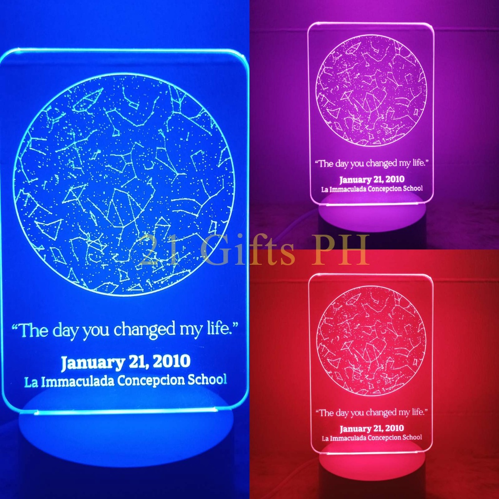 21SHOP Customized NIGHT SKY STAR MAP Led Lamp in Wooden Frame/Base ...