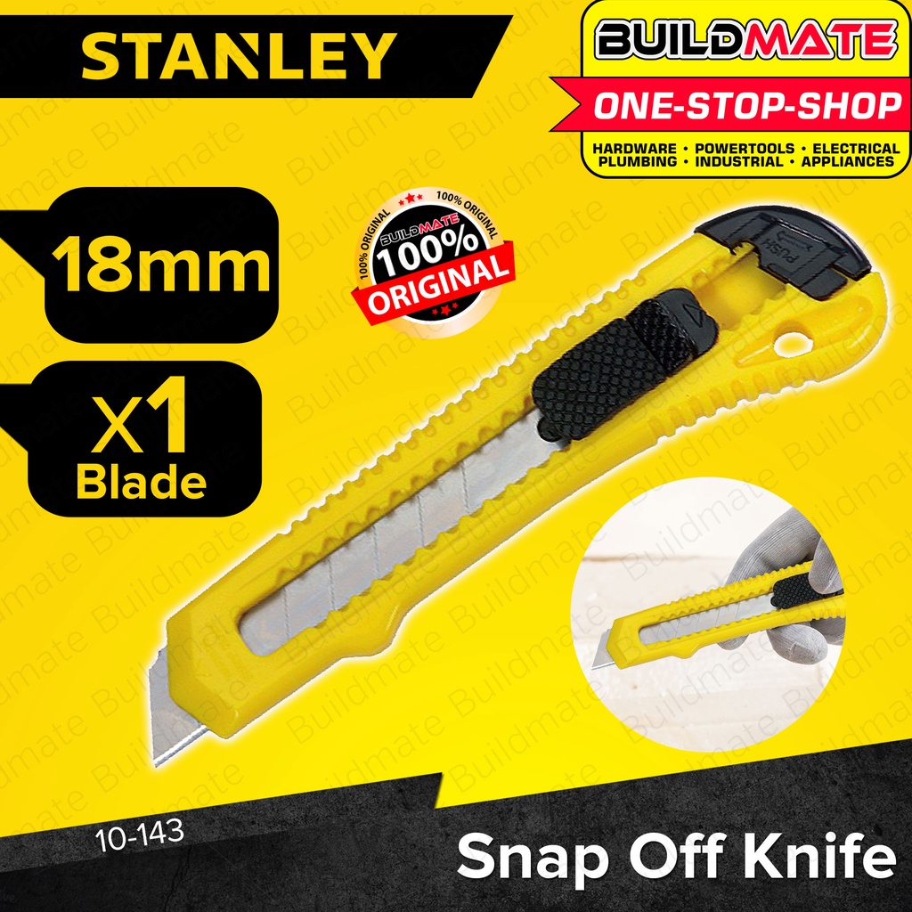 STANLEY Quick Point Snap Off Slide Button Utility Blade Knife 18mm 6-1/ ...