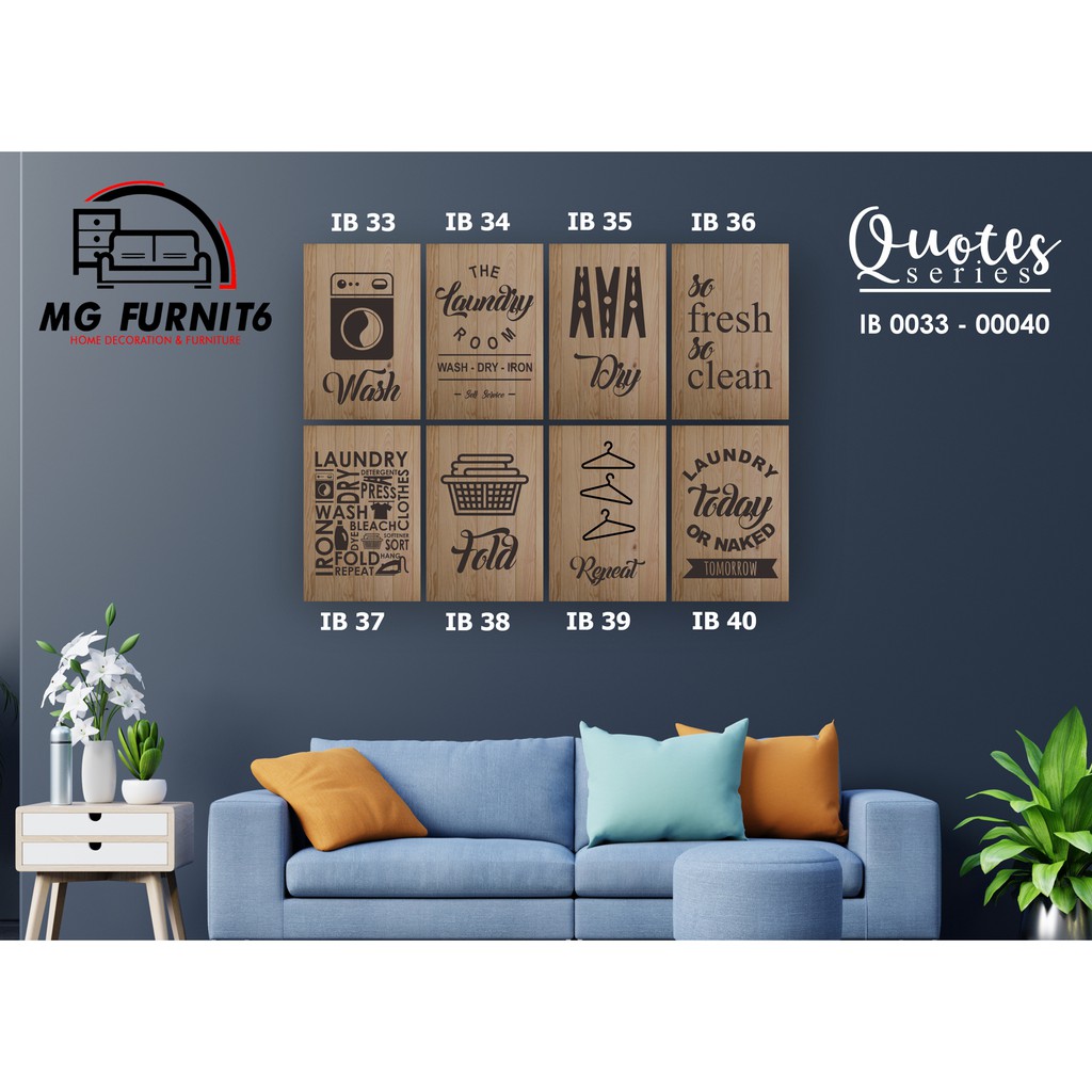 HIASAN DINDING Wall Hanging Poster Quotes Laundry IB 33-40 MDF Frame ...
