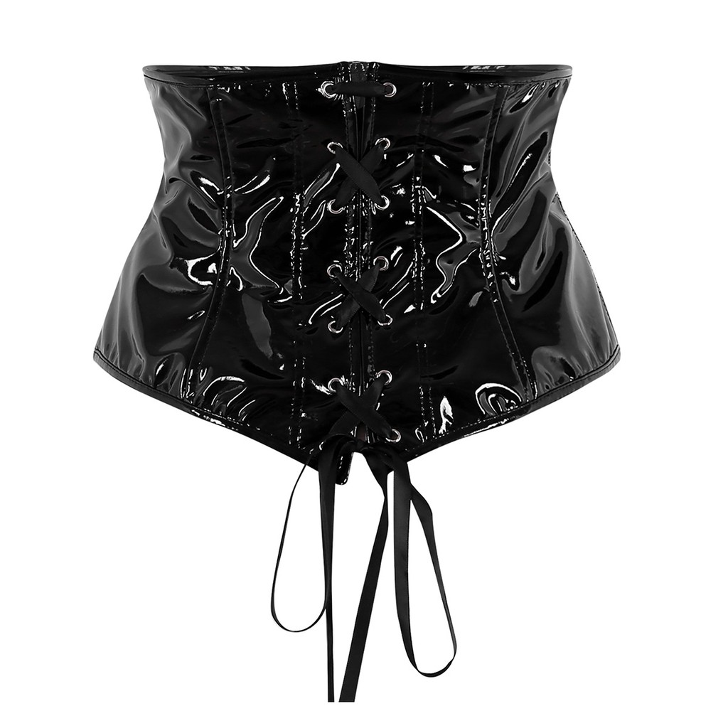 Woman Sexy Corset Bustier Leather Tight Waist Gothic Under Bust Belt