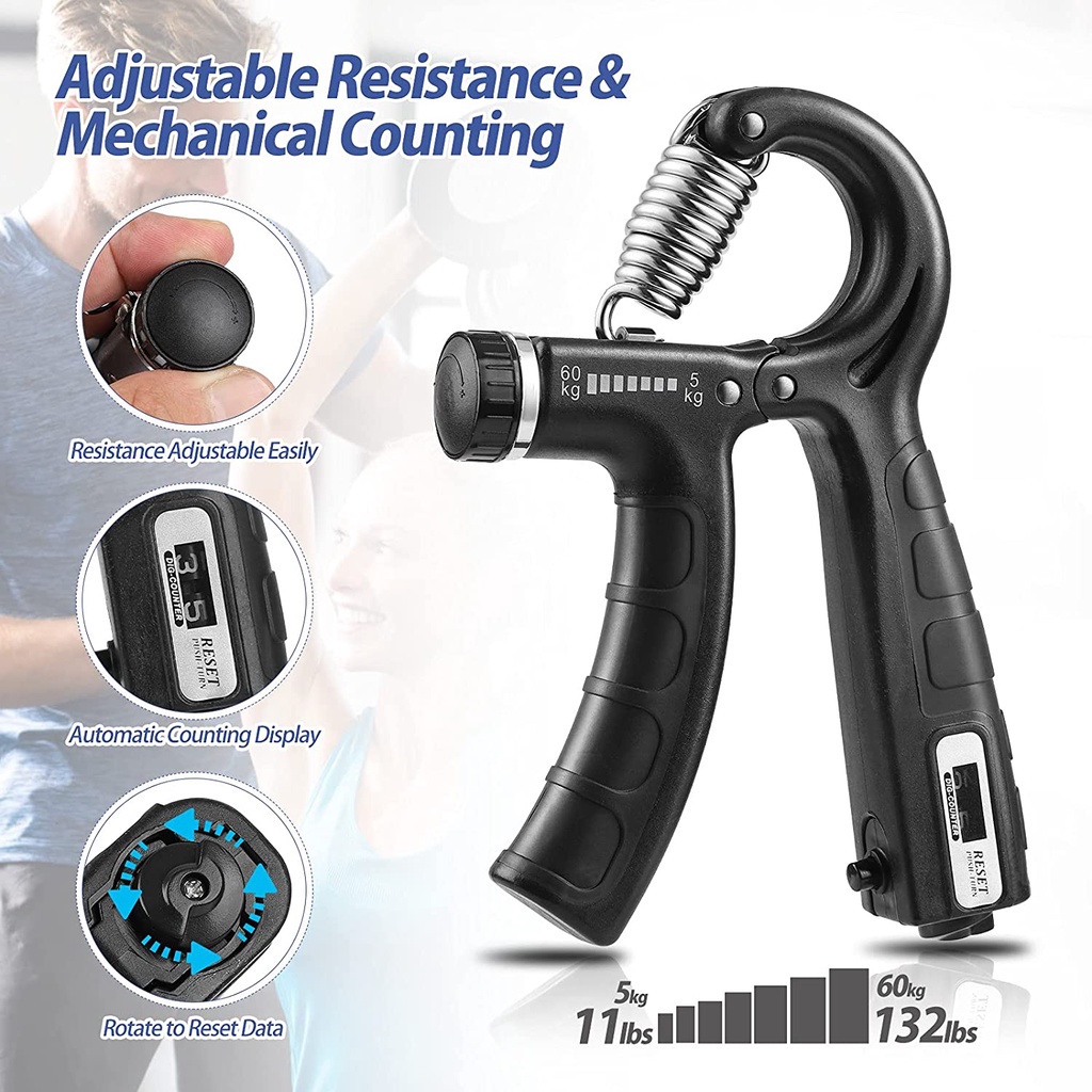 ATRONWA Gripper R-Shape Adjustable Countable Hand Grip Strength ...