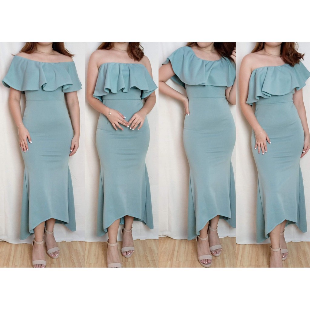 Small To Med 4 Way Bridesmaid Dress Mermaid Off Shoulder Neoprene