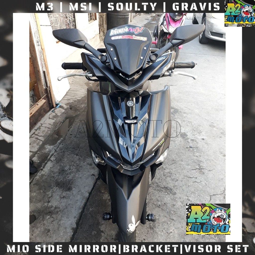 Yamaha Mio Side Mirror with Bracket and Visor | Shopee Philippines