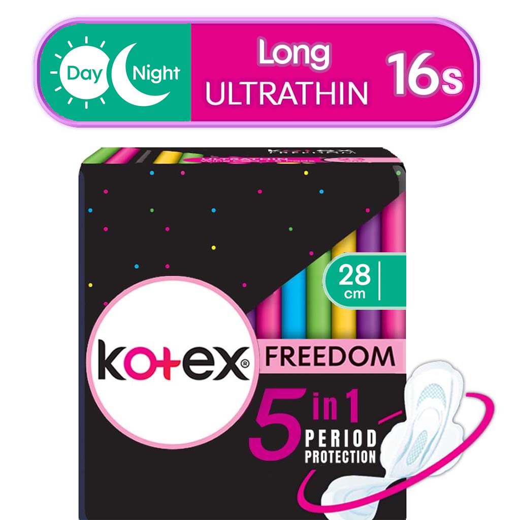 Kotex Freedom Ultrathin Sanitary Napkins 28cm - 8 Pads x 2 Packs (16 ...