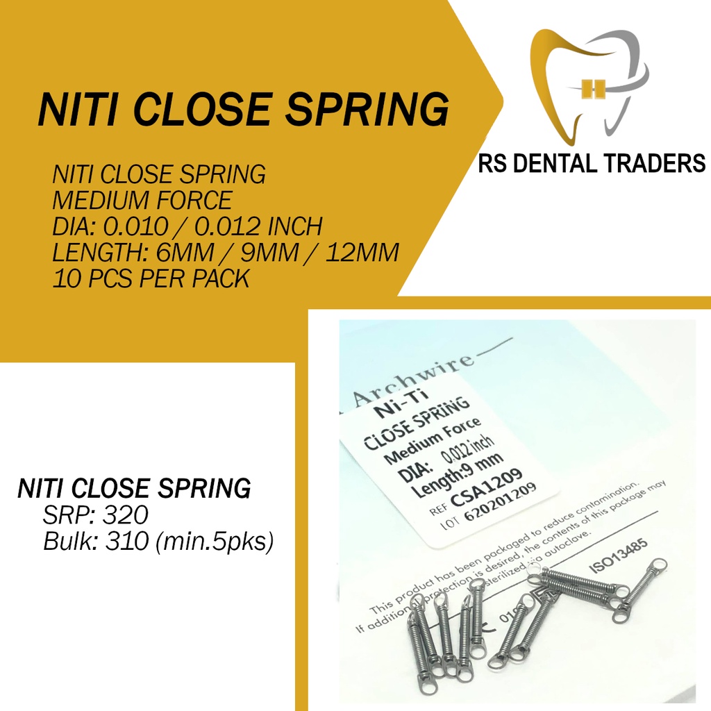 NITI Close Spring (Medium Force) 0.012in x 9mm - 10 pcs per pack ...