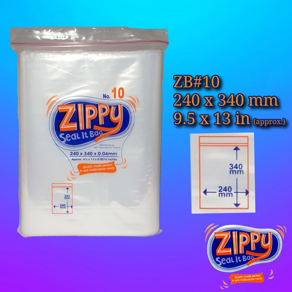 Zippy ZB#10 Seal it Zip-Top Recloseable Plastic Bags - 9.5 x 13 inches ...