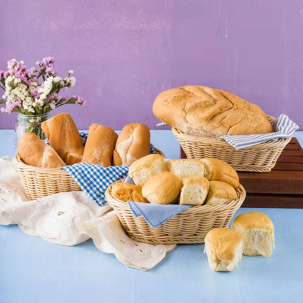 UD Rattan Design Bread Basket Round Woven Tray With Handles For Serving ...