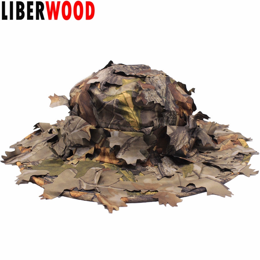 Jungle Sniper hat 3D Real Tree leaf Camo Hunting hats cap Airsoft caps ...