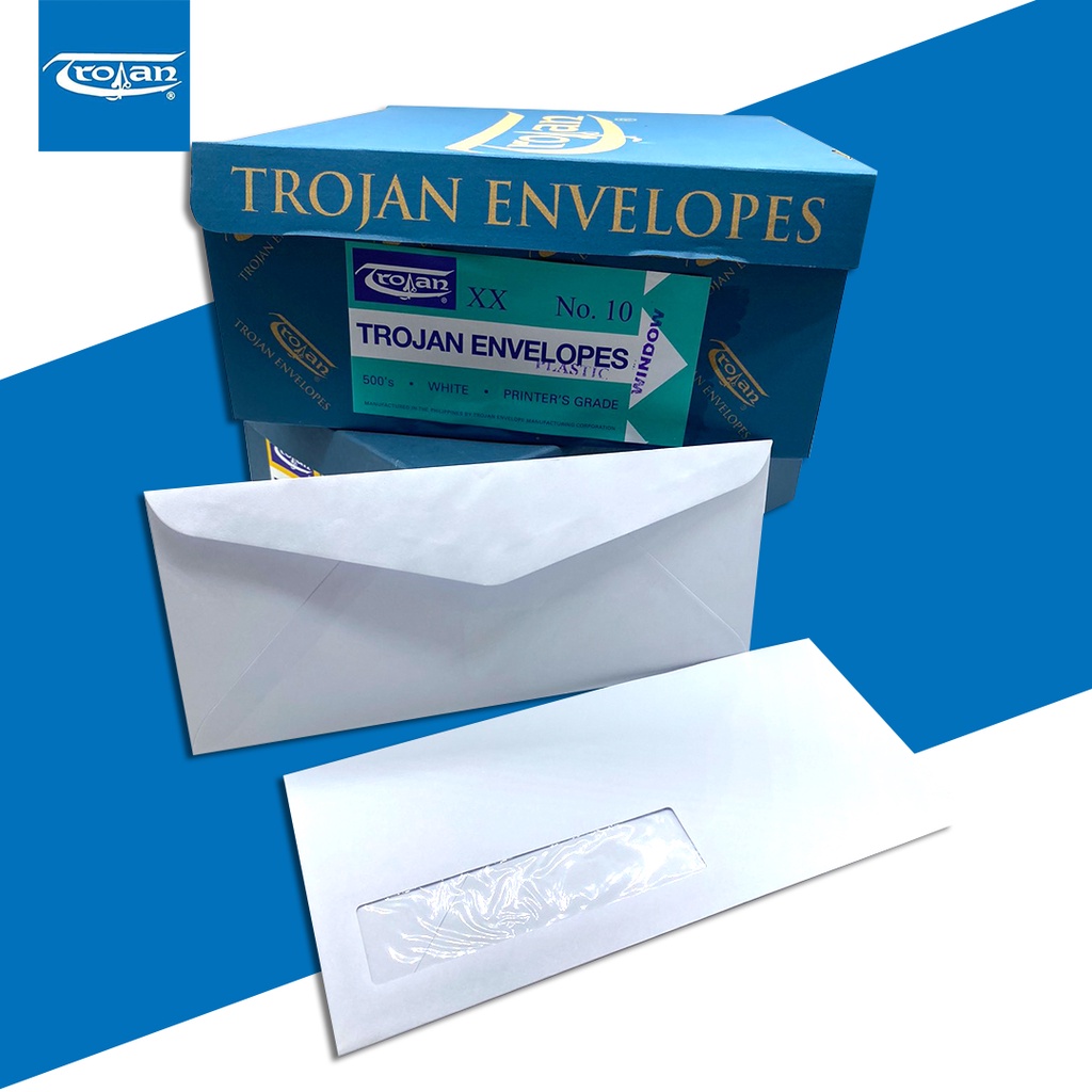 Trojan 10 2X PG w/ Plastic Window Long Letter Envelope 500's | Shopee ...
