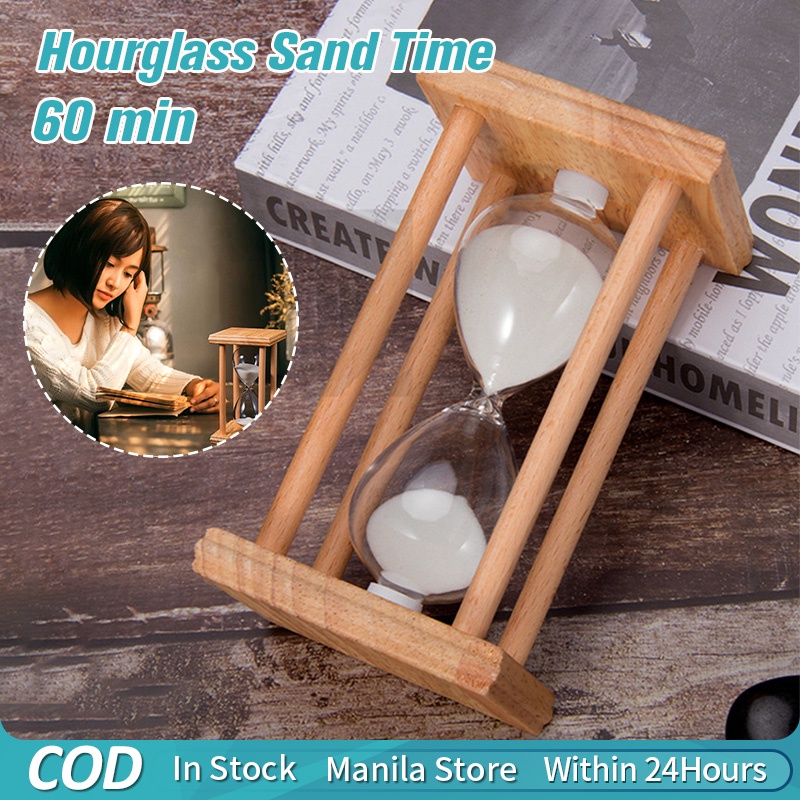 Hourglass Timer 60 Minutes Square Frame Solid Wood Hourglass Sand Timer ...