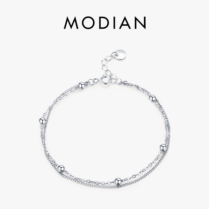Modian Fashion Simple Beads Line Chain Bracelets For Women 100% 925 ...