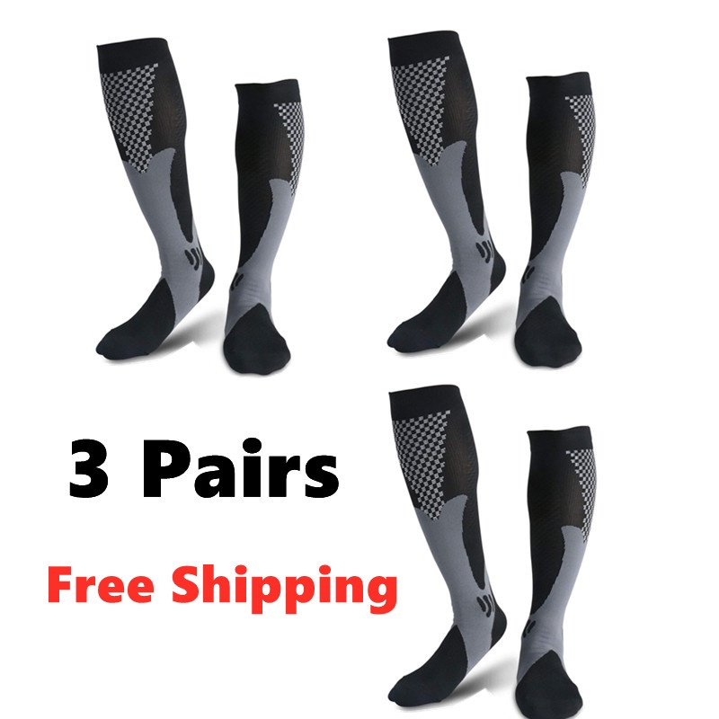 3 Pairs Compression Stocking Socks Running Sports Stockings 30Mmhg Men ...