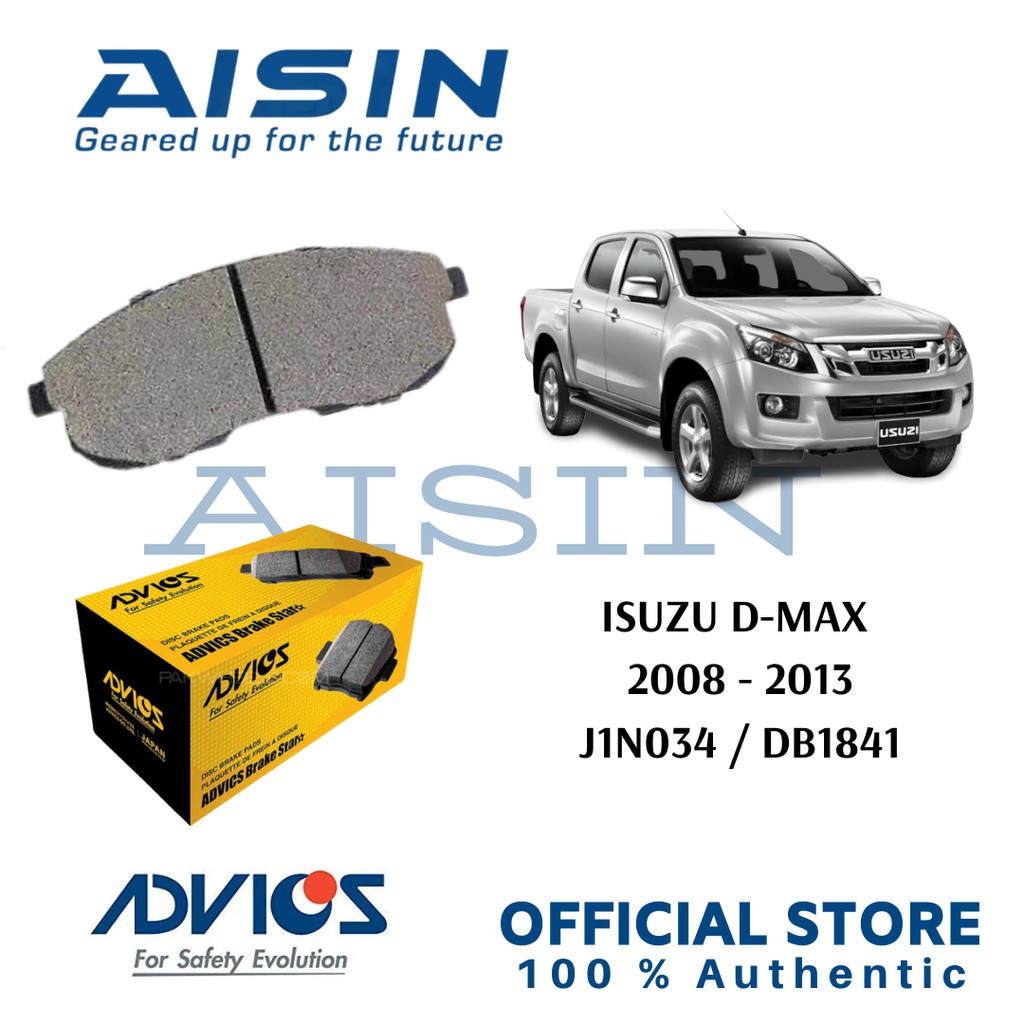 AISIN / ADVICS Brake Pad for Isuzu D-MAX 2008-2013 (J1N034/DB1841) 4pcs/1set (Front) | Shopee ...