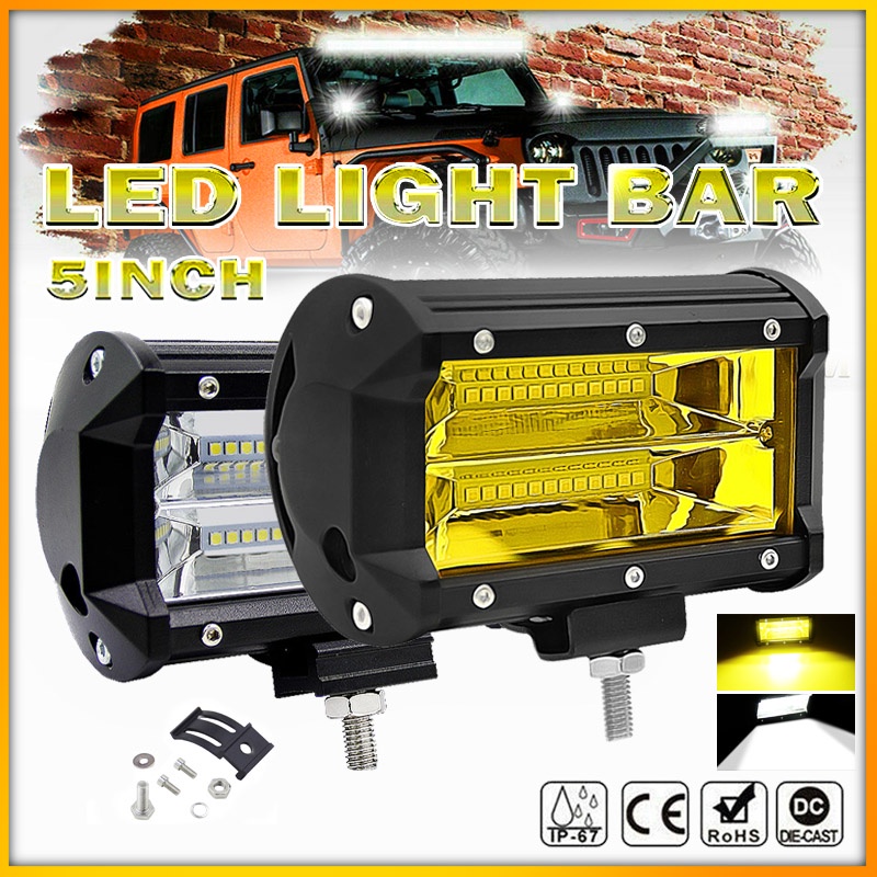 Fog Light 5inch 72W Yellow LED Work Light Bar Lamp for Driving Fog ...