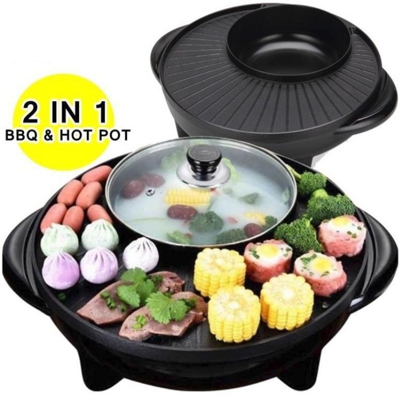 2in1-Steamboat Grill Pan(BBQ and HOT POT) | Shopee Philippines