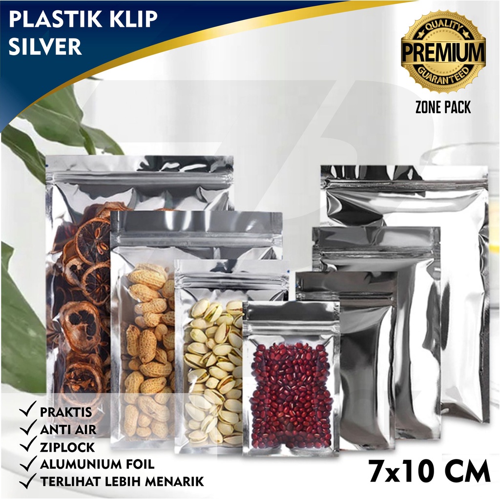 Plastic Clip Aluminum Foil Silver Flat 7x10 cm I Sachet Silver Pouch I ...