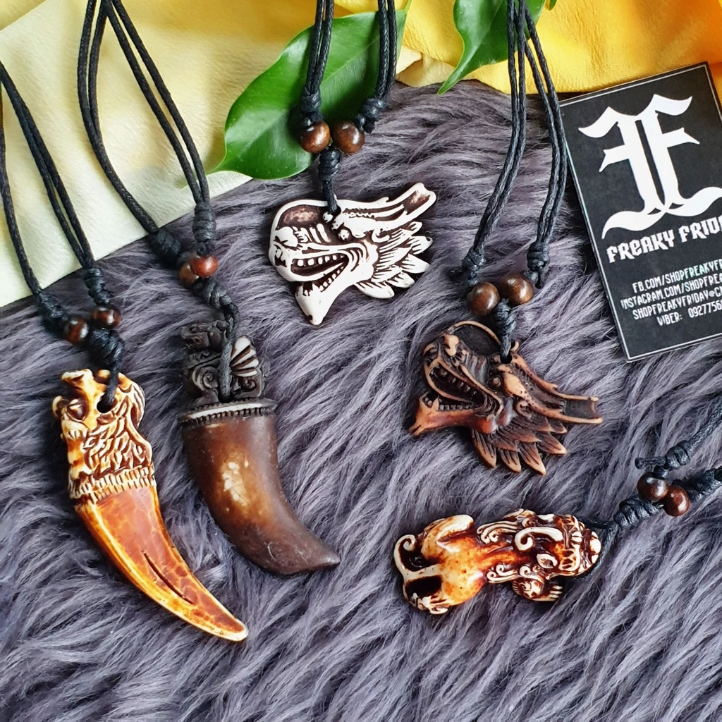 ON HAND Dragon Tooth Pi Yao Pi xiu Bone Adjustable Choker Necklace ...