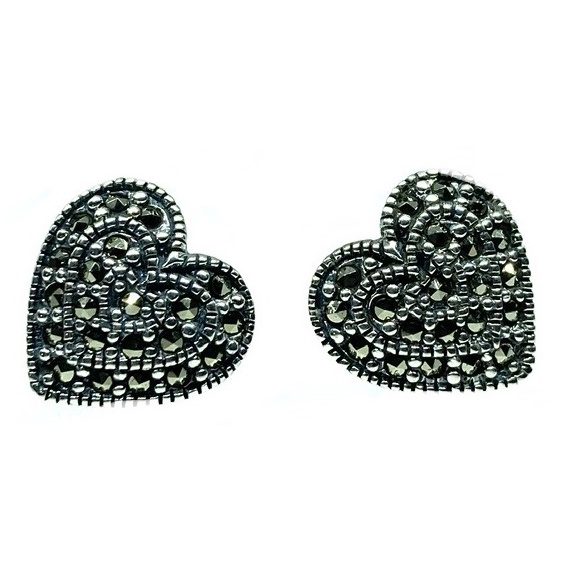 SilverFinds Heart Marcasite Earring | Shopee Philippines