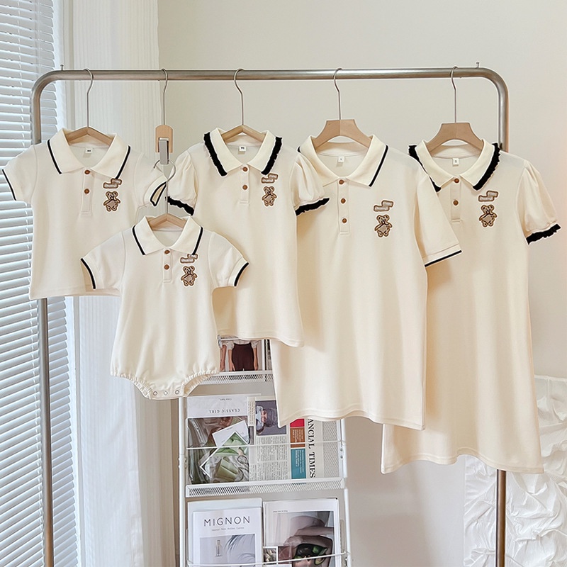Parent-Child Wear Dress polo Shirt A Family Three Mouth Four Mother ...