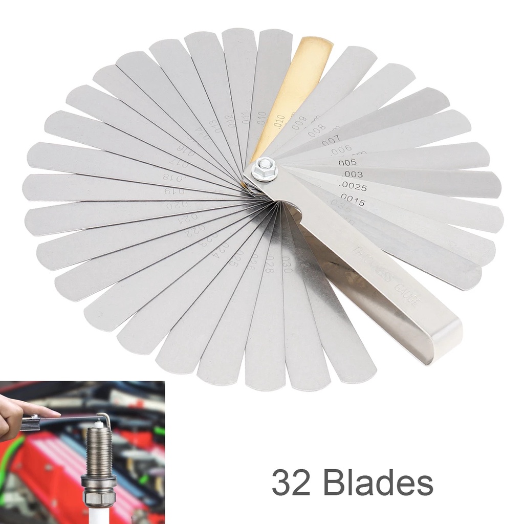 32Pcs Blades Feeler Gauge Metric Gap Filler Thickness Gage Imperial Gapped Filler Measure ...
