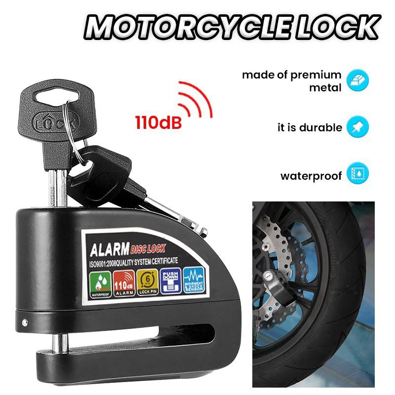 Motorcycle Bicycle Disc lock with Alarm System | Shopee Philippines