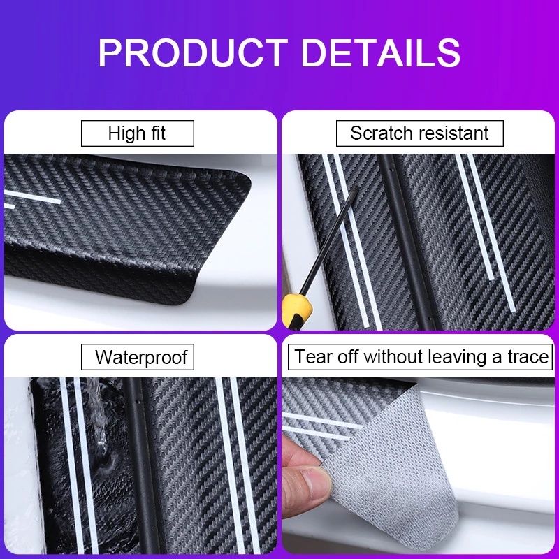 Car door carbon fiber anti-scratch sticker waterproof sticker trunk ...