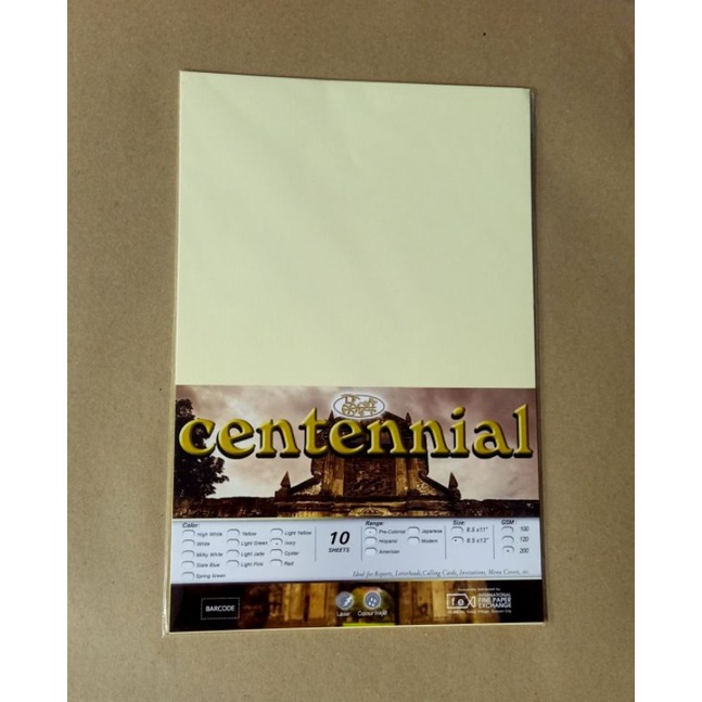 Centennial Board 200gsm Pre-Colonial Ivory Long 10peices/pk | Shopee ...
