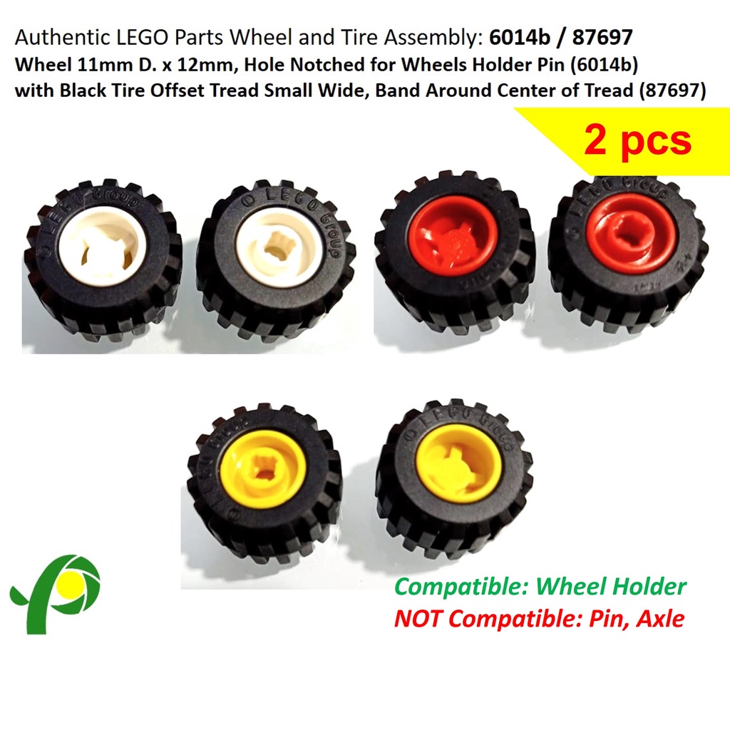 LEGO Parts 6014b and 87697 11mm D. x 12mm Wheel and 21mm D. x 12mm Tire ...