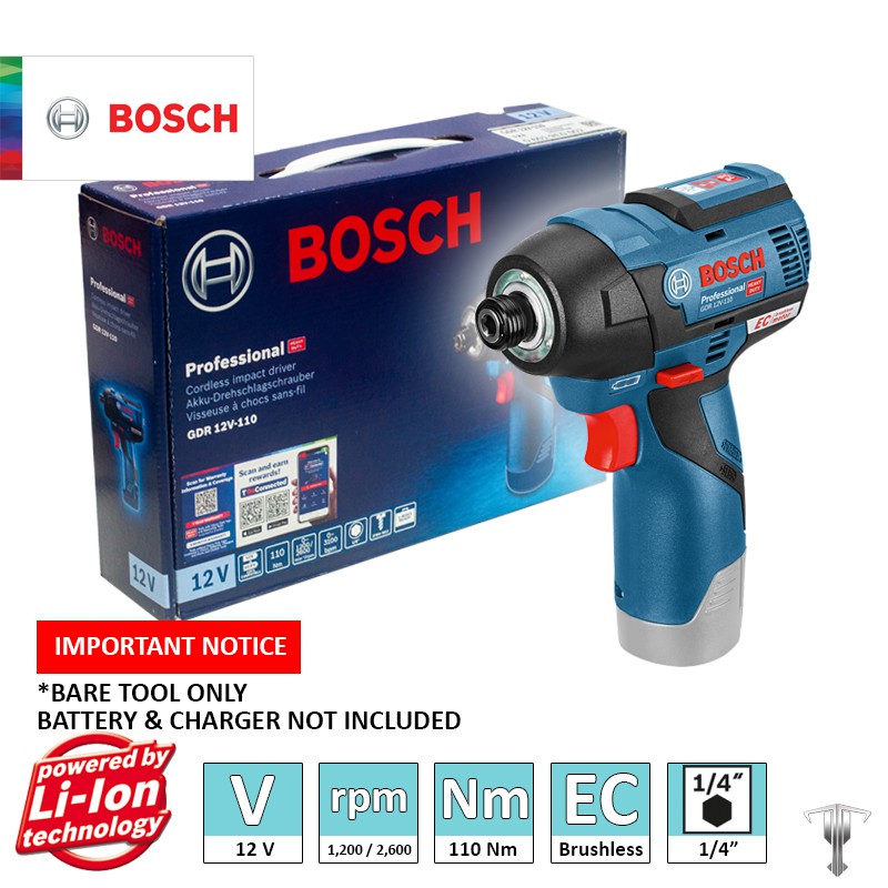Bosch GDR 12V-110 Professional 12 V Brushless Impact Driver (Bare Tool ...