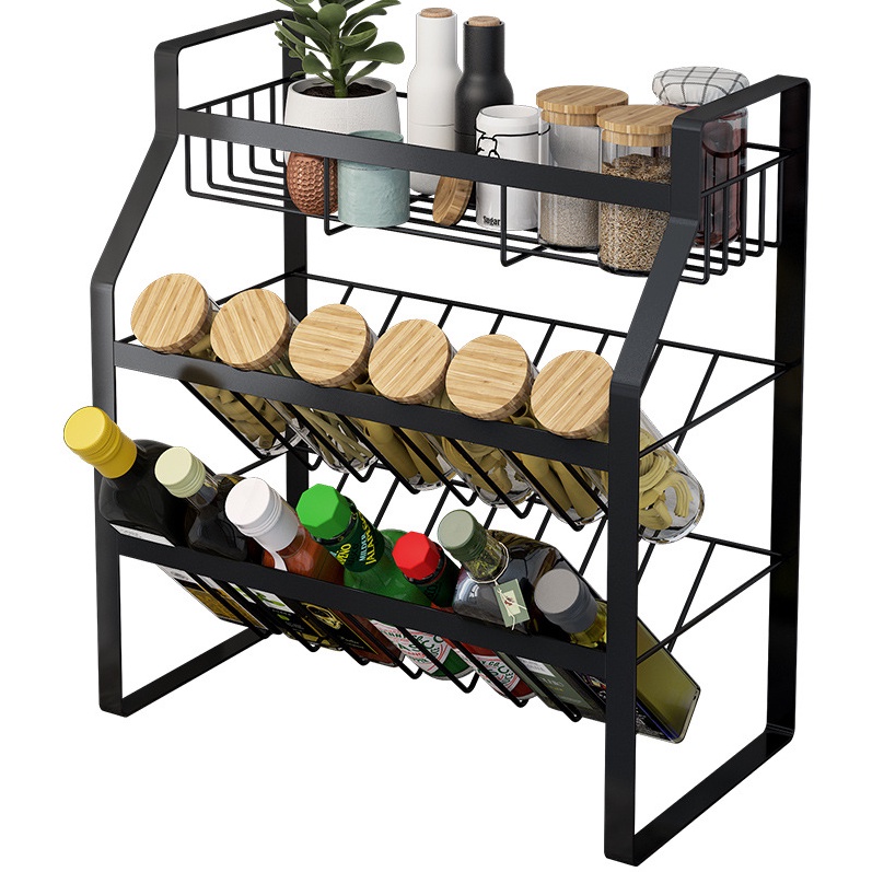HomeCare Stainless steel kitchen condiment rack countertop multi-layer ...