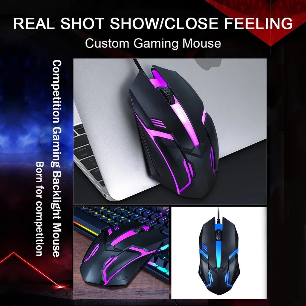 1200 DPI RGB Wired Mouse Keyboard Mouse 7 Color Backlit Gaming Mouse ...