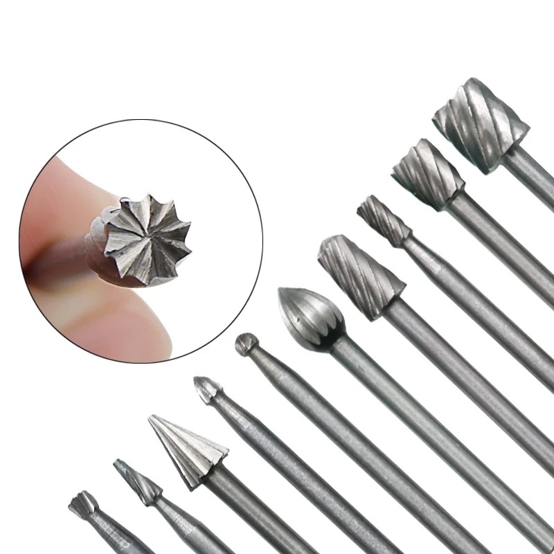 10PCS HSS Routing Bits Burr Rotary Tools Rotary Carving Carved Knife ...