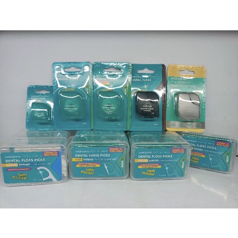 WATSONS DENTAL FLOSS Mint/Green tea/charcoal10m 50m | Shopee Philippines