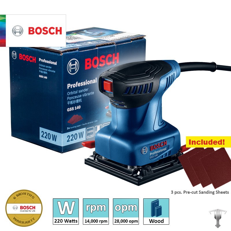 Bosch GSS 140 Professional 220 W Orbital Sander Contractor's Choice ...