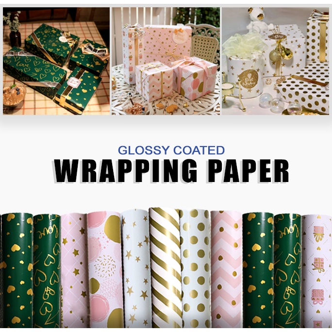 (5pcs) Glossy coated paper gift gift paper metal birthday gift wrapping ...