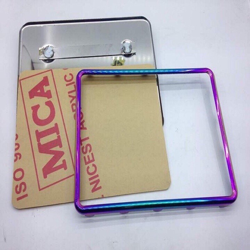 Mica license plate frame (Full mica plus 7-color border) | Shopee ...