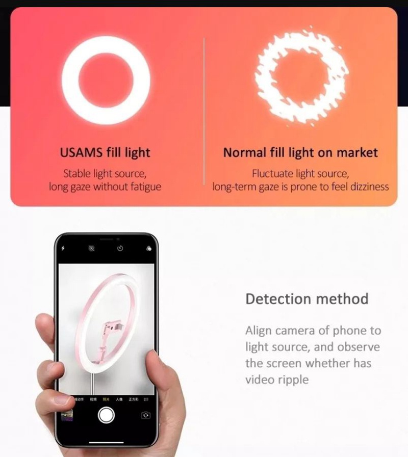 D8 Foldable LED Ring Light Live Broadcast Dimmable Stand with Ears ...